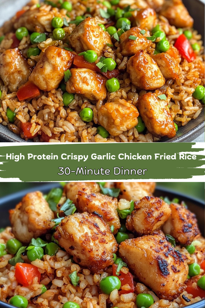 High Protein Crispy Garlic Chicken Fried Rice - Tasty Chow
