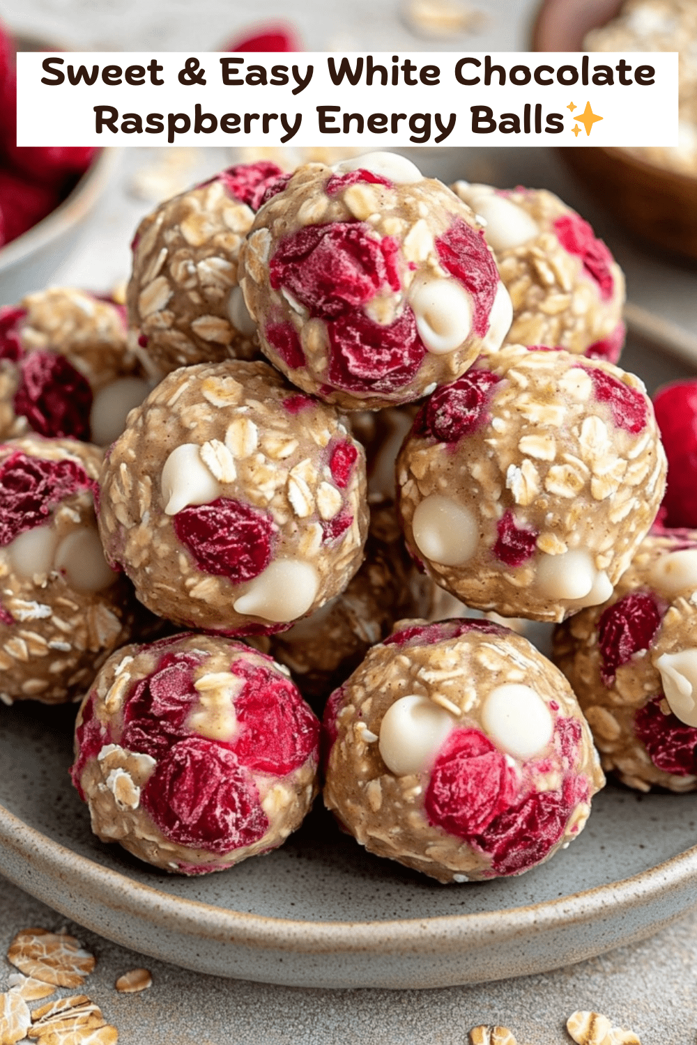 White Chocolate Raspberry Energy Balls - Tasty Chow