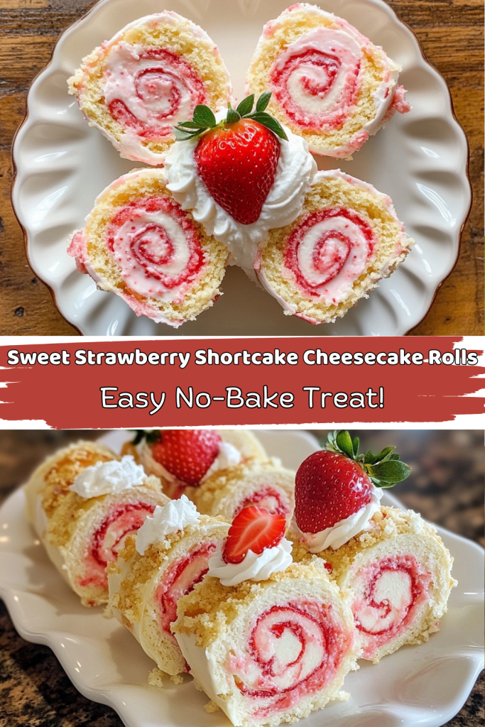 Sweet Strawberry Shortcake Cheesecake Rolls - Tasty Chow