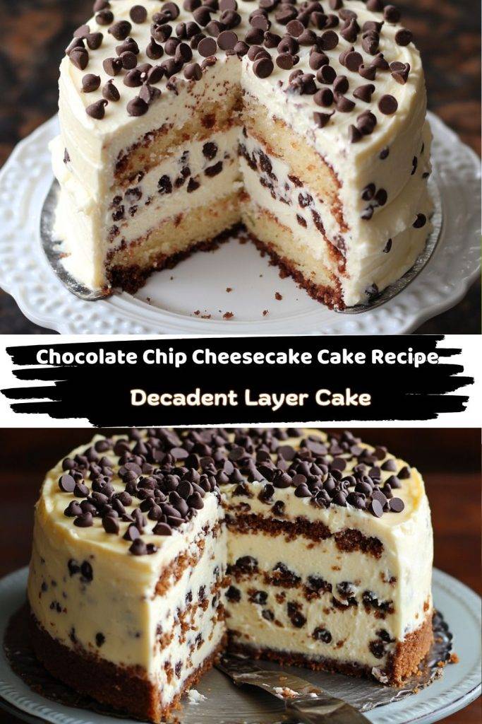 Chocolate Chip Cheesecake Cake - Tasty Chow