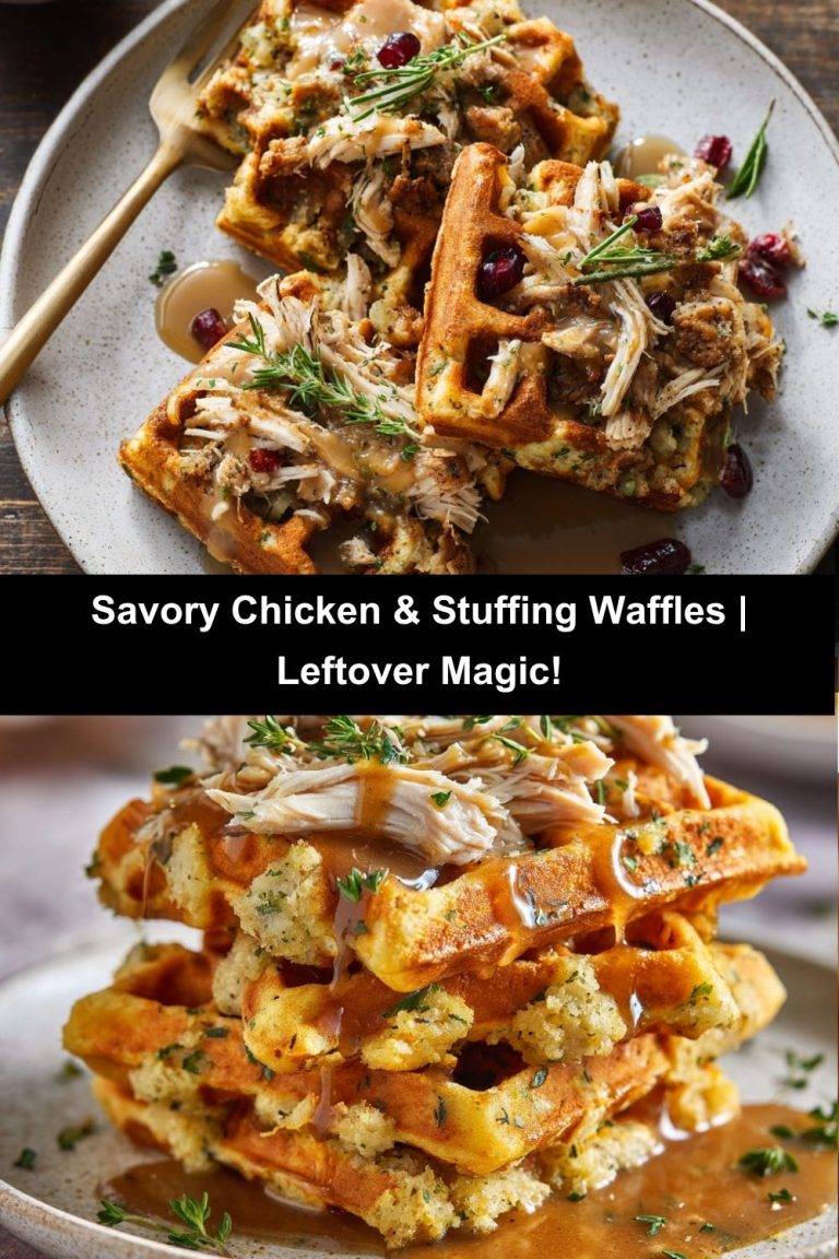 Savory Chicken & Stuffing Waffles - Tasty Chow