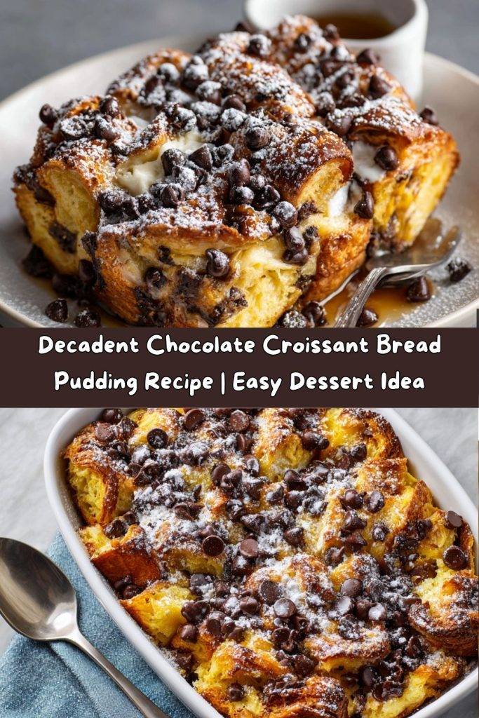 Chocolate Croissant Bread Pudding - Tasty Chow