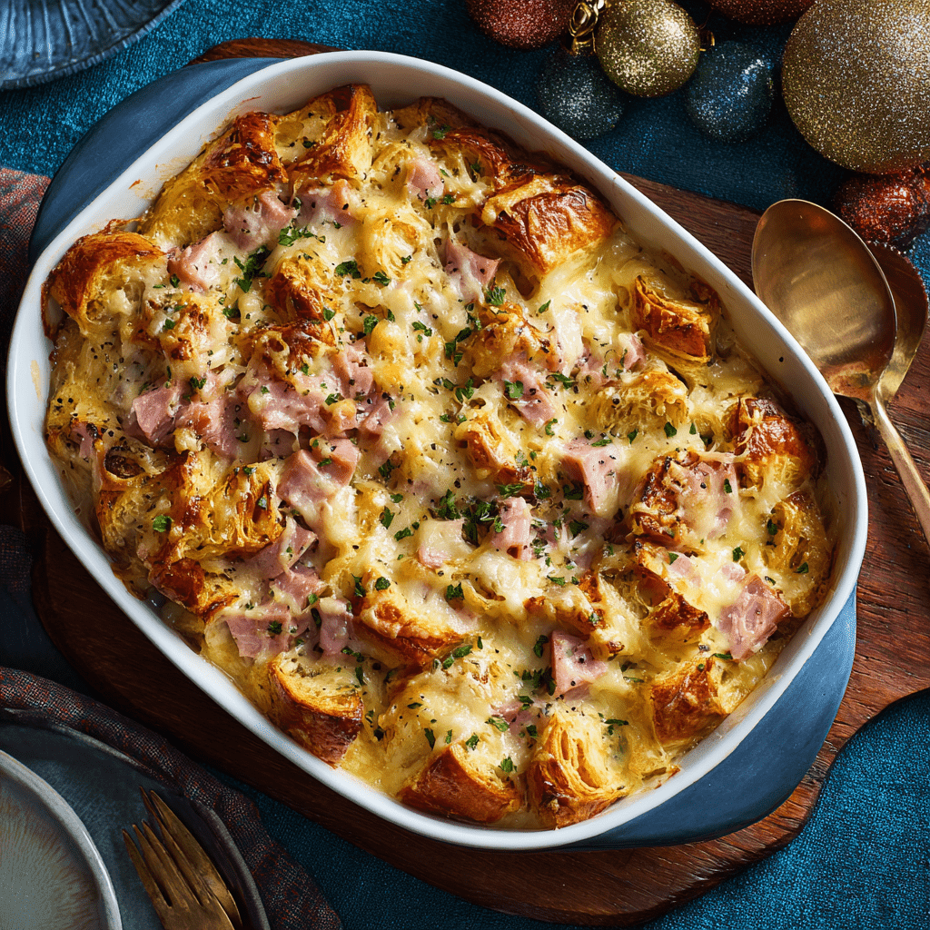Overnight Ham & Croissant Bake - Tasty Chow