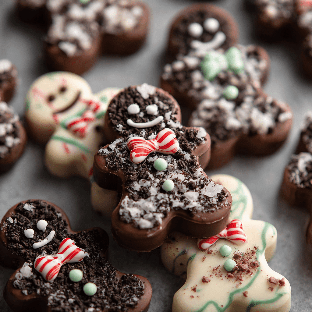 Gingerbread Men Oreo Peppermint Bark - Tasty Chow