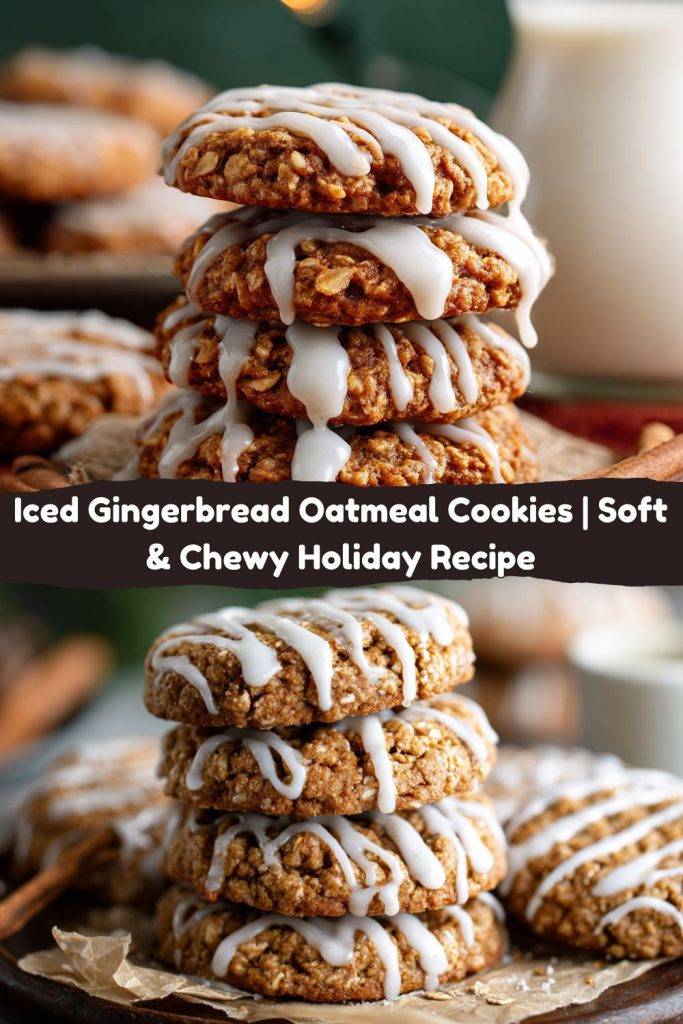 Iced Gingerbread Oatmeal Cookies - Tasty Chow