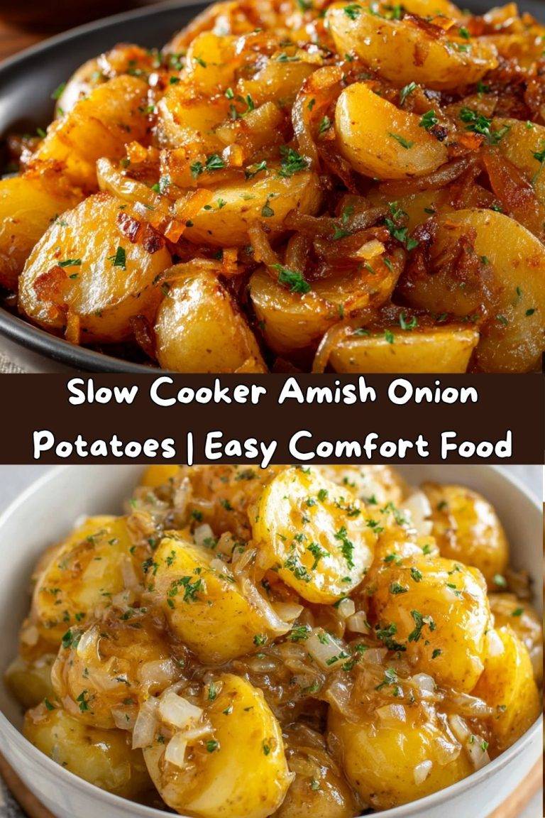 Slow Cooker Amish Savory Onion Potatoes - Tasty Chow