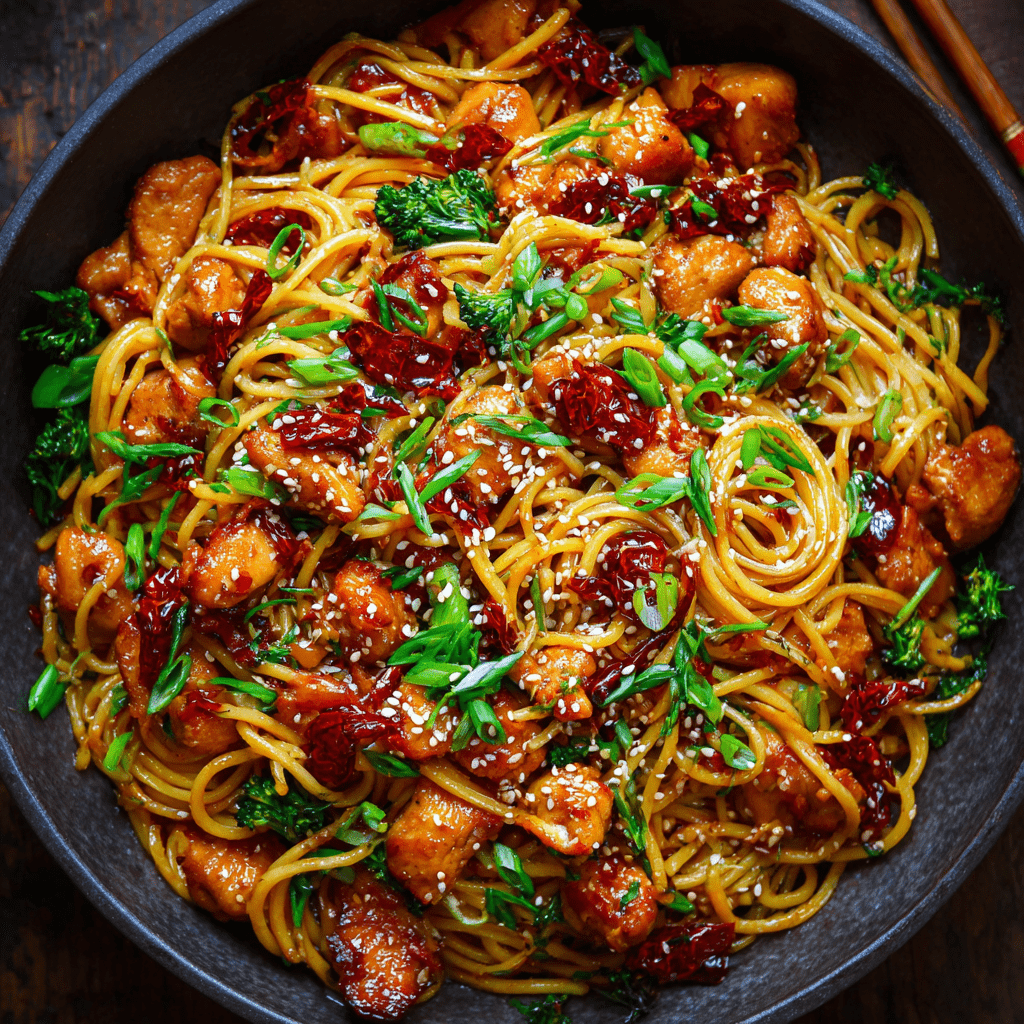 Sticky Garlic Chicken Noodles : Sweet, Savory & Irresistible - Tasty Chow