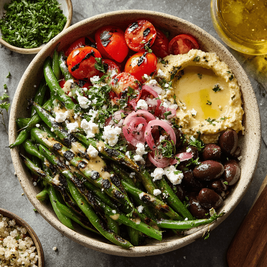 Mediterranean Green Bean Bowl - Tasty Chow