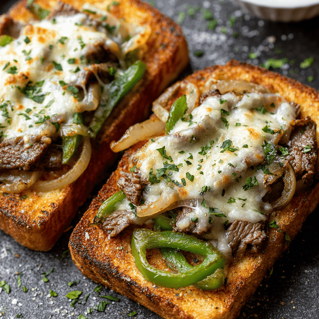 Steak and Cheese Garlic Toast : Cheesesteak Meets Texas Toast - Tasty Chow