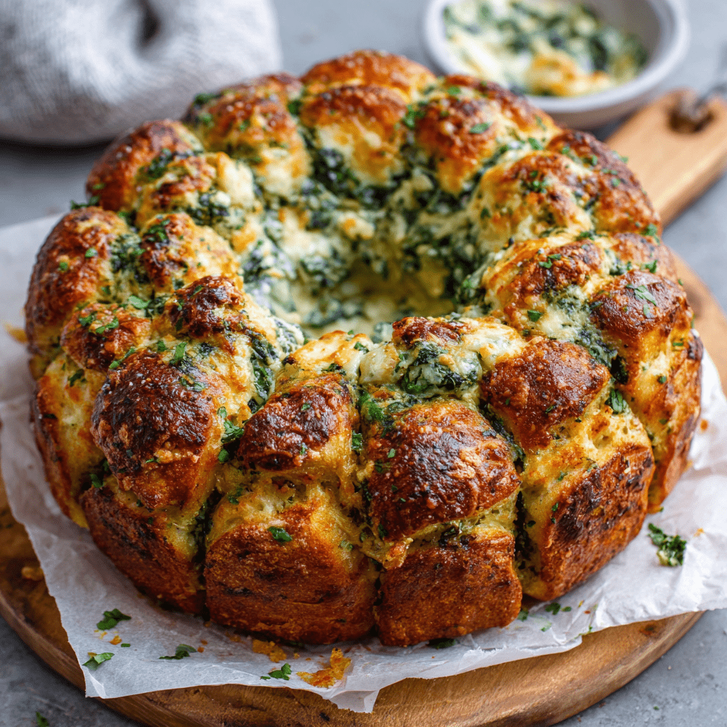 Cheesy Garlic Spinach Dip Bread Ring : The Ultimate Party Pull-Apart ...