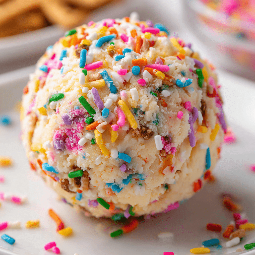 Confetti Cookie Dough Ball : Edible Cheese Ball Dessert with Sprinkles ...