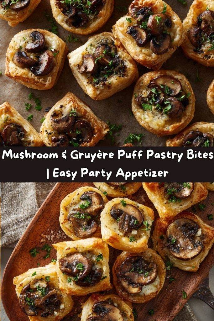 Mushroom & Gruyère Puff Pastry Bites - Tasty Chow