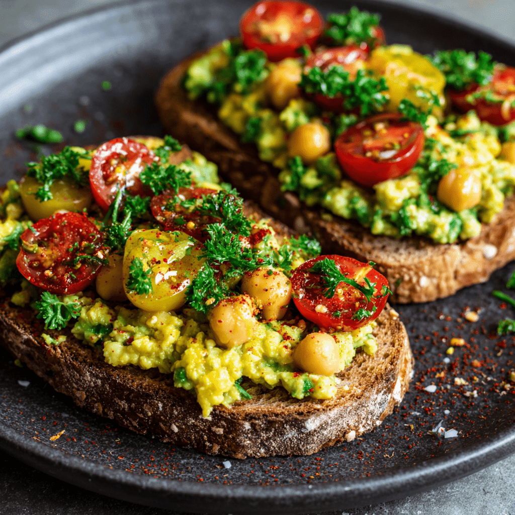 Mediterranean Avocado Chickpea Mash Toast : Bright, Zesty & Plant ...