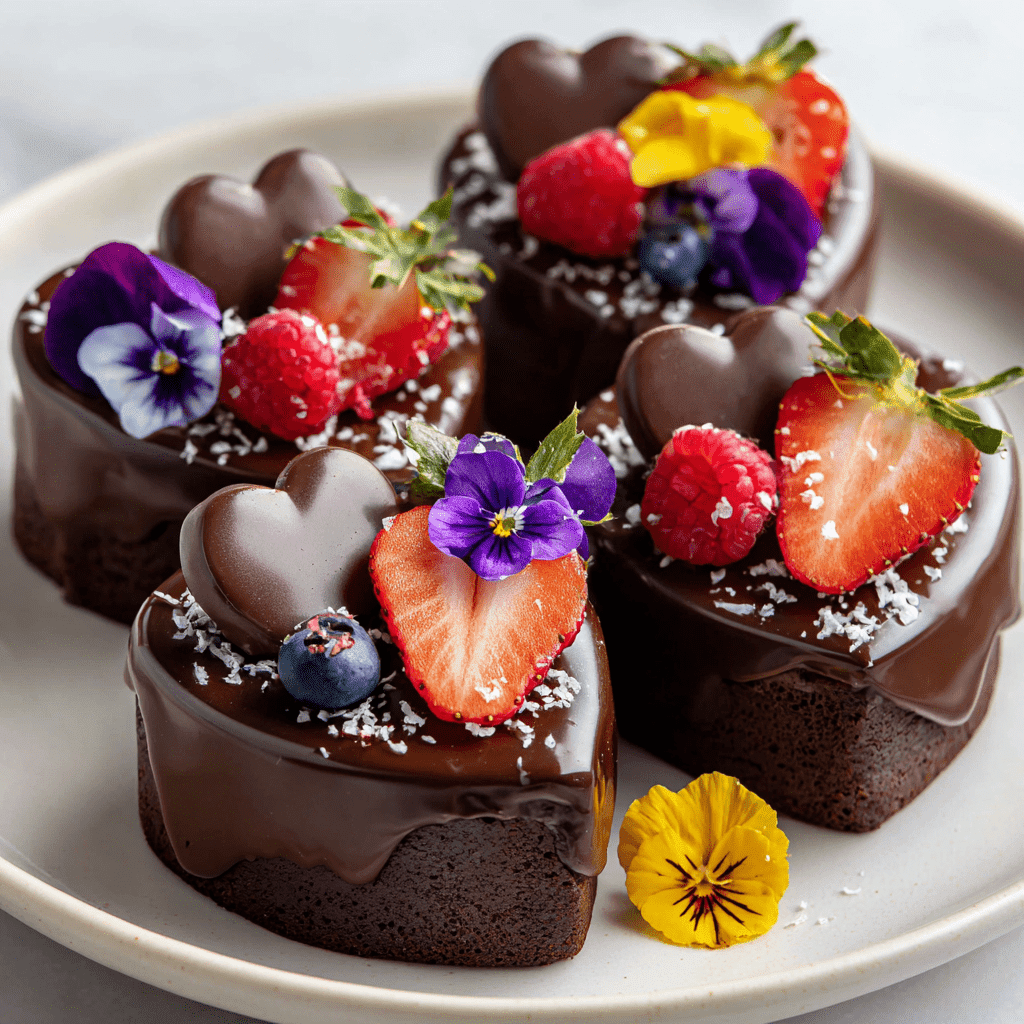 Mini Chocolate Heart Cakes with Ganache & Strawberry Buttercream ...