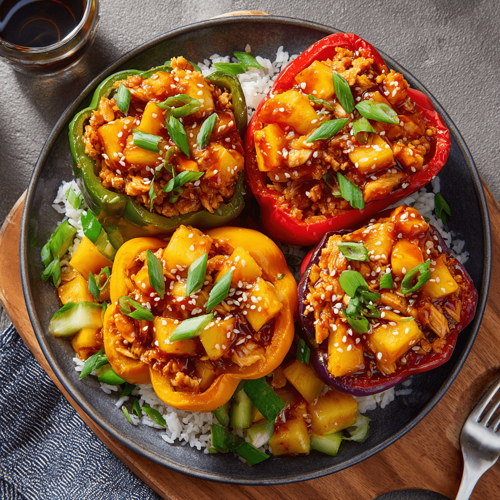 Sweet & Sour Chicken-Stuffed Bell Peppers : Colorful, Flavor-Packed ...