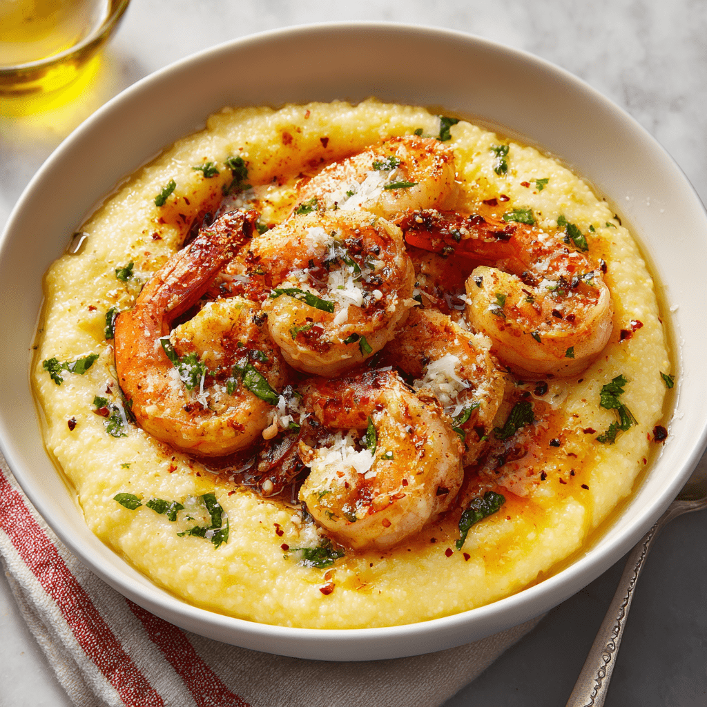 Garlic Butter Shrimp with Creamy Polenta : A Cozy Twist on Surf ...