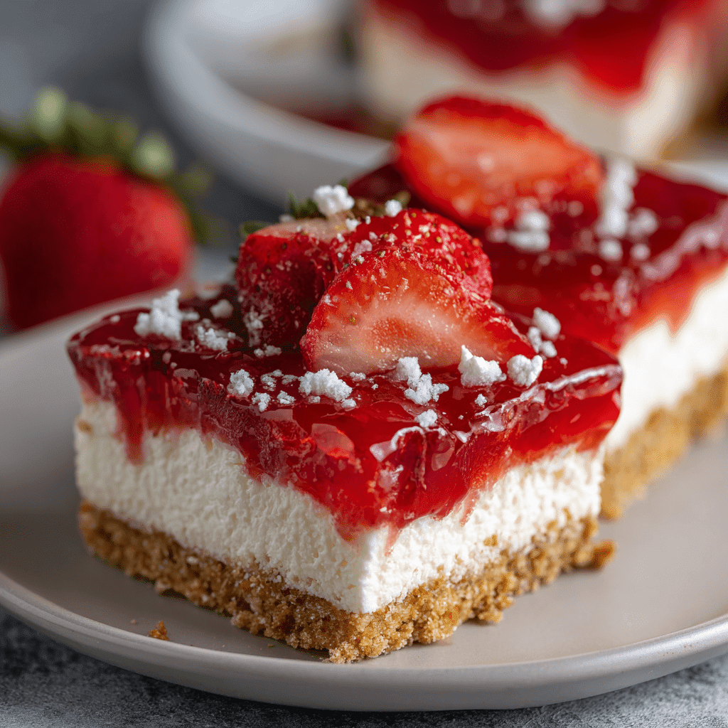 Strawberry Jello Cheesecake Bars : No-Bake, Creamy, and Bursting with ...