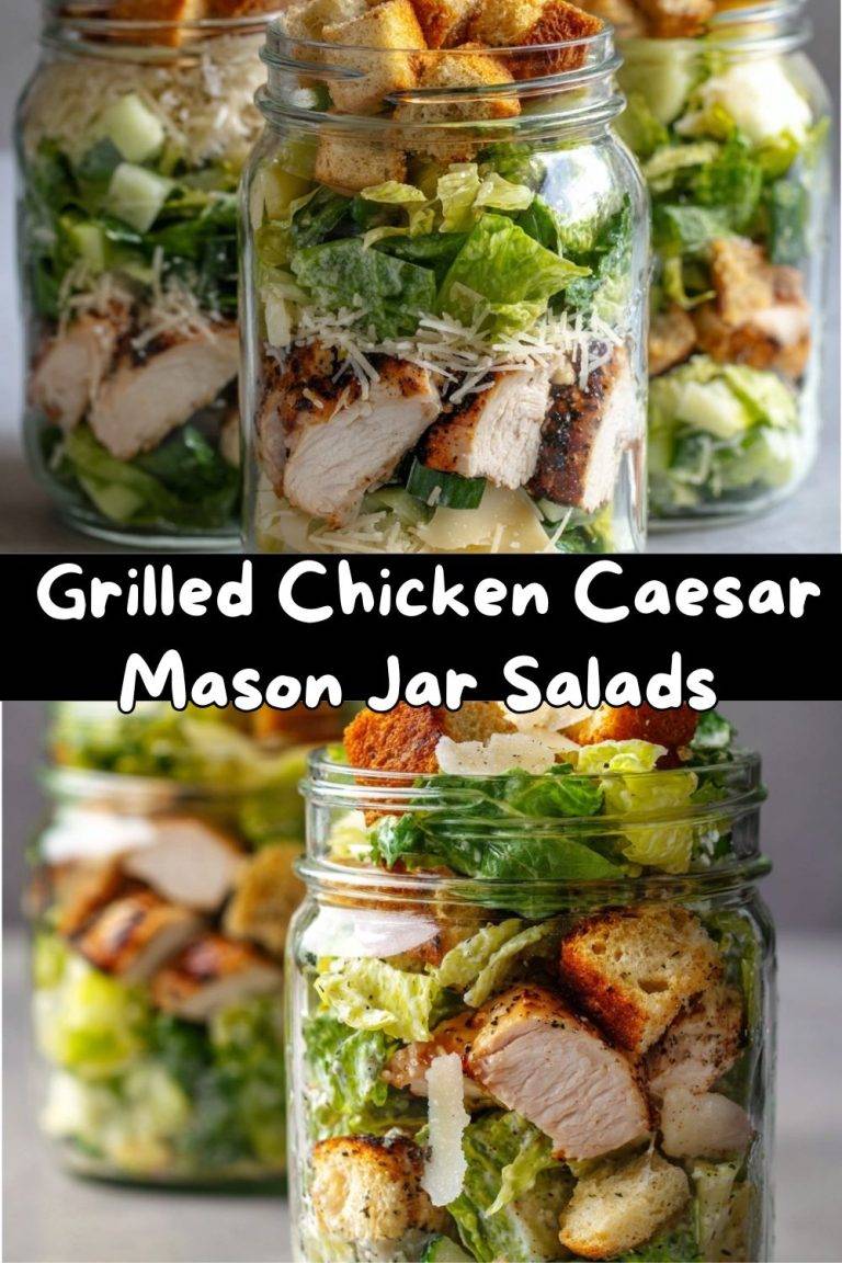 Shortcut Grilled Chicken Caesar Mason Jar Salads - Tasty Chow