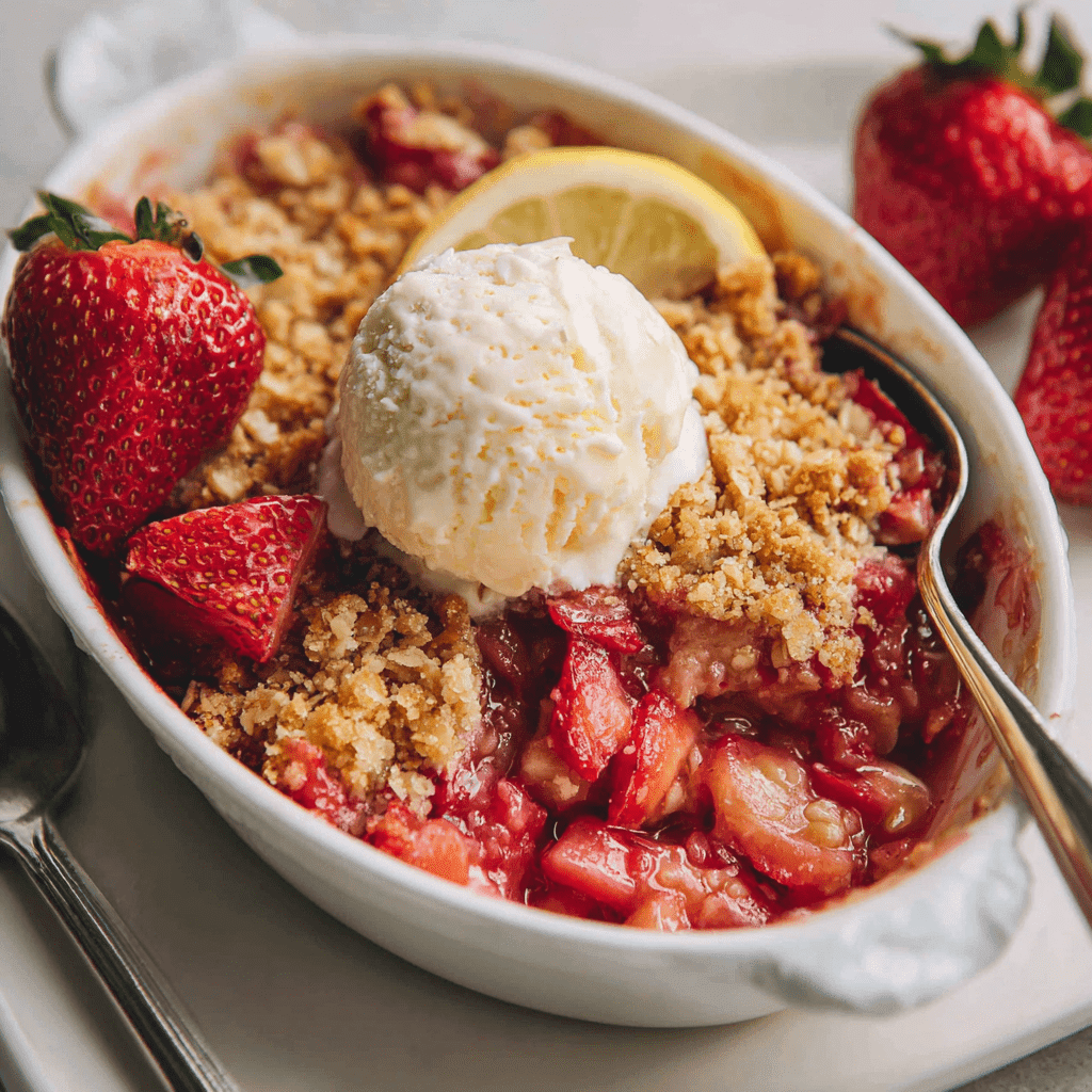 Easy Strawberry Rhubarb Crisp (Classic & Cozy Dessert) - Tasty Chow