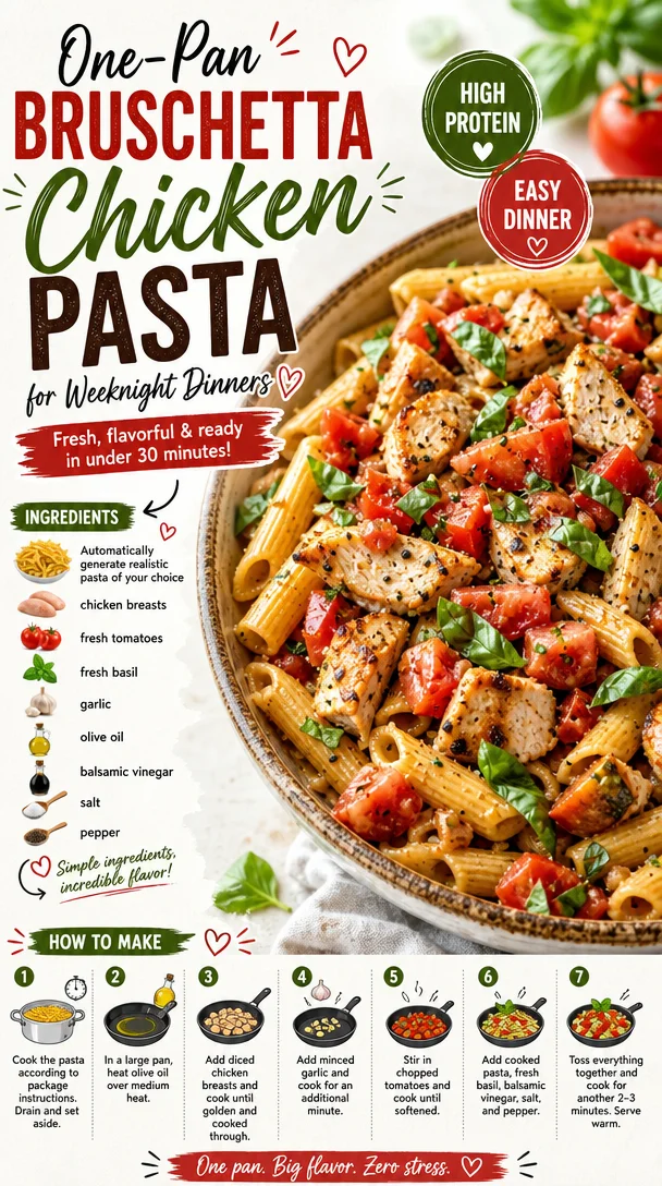 One-Pan Bruschetta Chicken Pasta for Weeknight Dinners