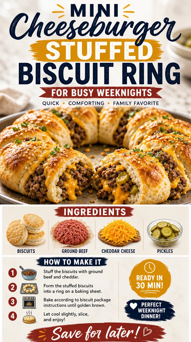 Min Cheeseburger Stuffed Biscuit Ring for Busy Weeknights